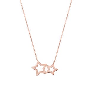 Two Star Necklace, Gold Stars Necklace, Double Dainty Gold Star Charm ...