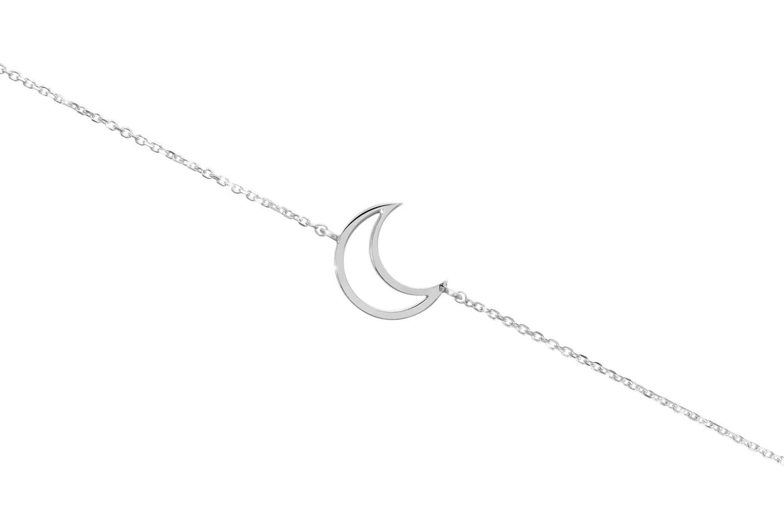 Small Half Moon Charm, 9K 14K 18K Yellow Gold Bracelet, Crescent Moon ...