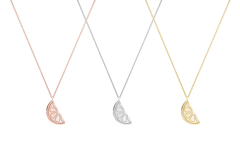 Gold Lemon Necklace Gold Fruit Pendant 9K 14K 18K Gold - Etsy