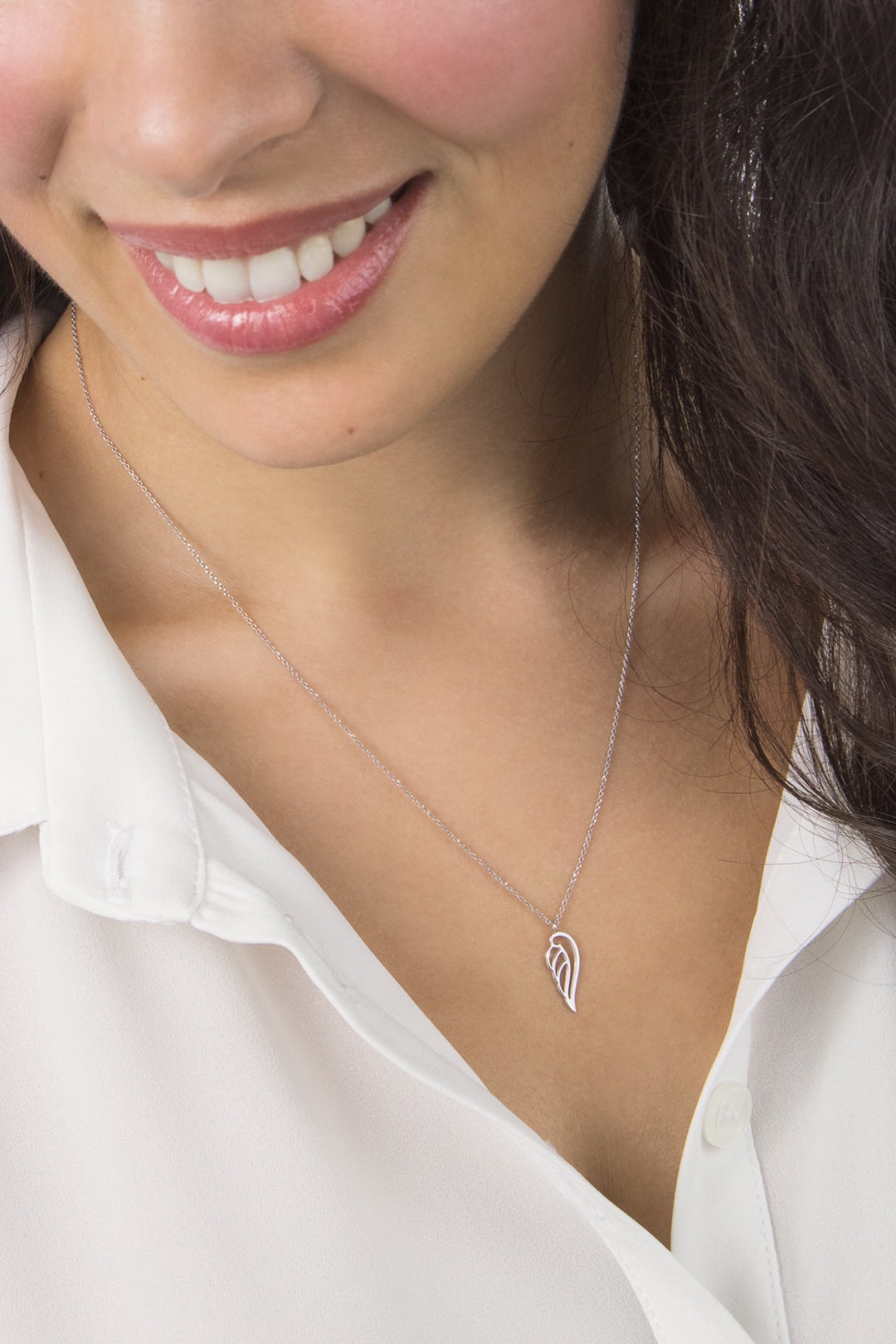 Tiny Gold Angel Wing Charm, 9K 14K 18K Gold Necklace, White Gold, Solid ...