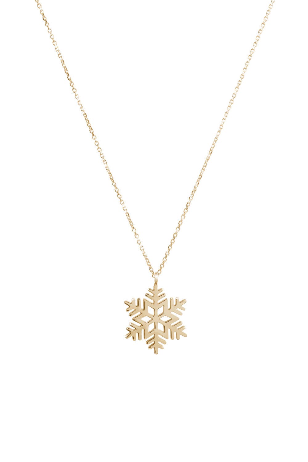 Gold Snowflake Pendant 9K 14K 18K Gold Necklace Rose Gold | Etsy