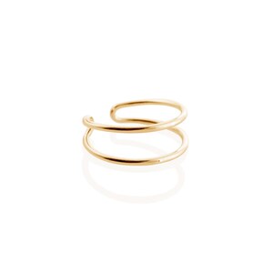 Double Gold Band Ring, Solid Gold Midi Ring, 9K 14K 18K Gold Ring ...