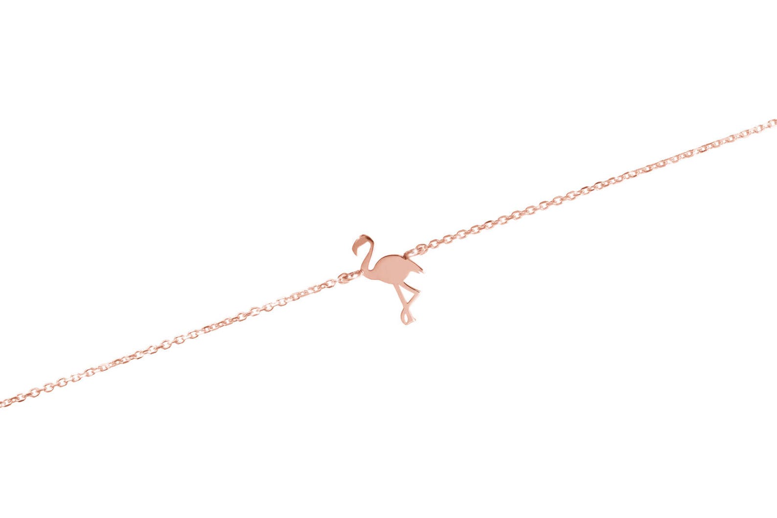 Small Flamingo Bracelet, 9K 14K 18K Gold Bracelet, Rose Gold, Pink ...