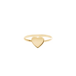 Small Heart Ring, Romantic Heart Band, 9K 14K 18K Gold, Rose Gold, Love ...