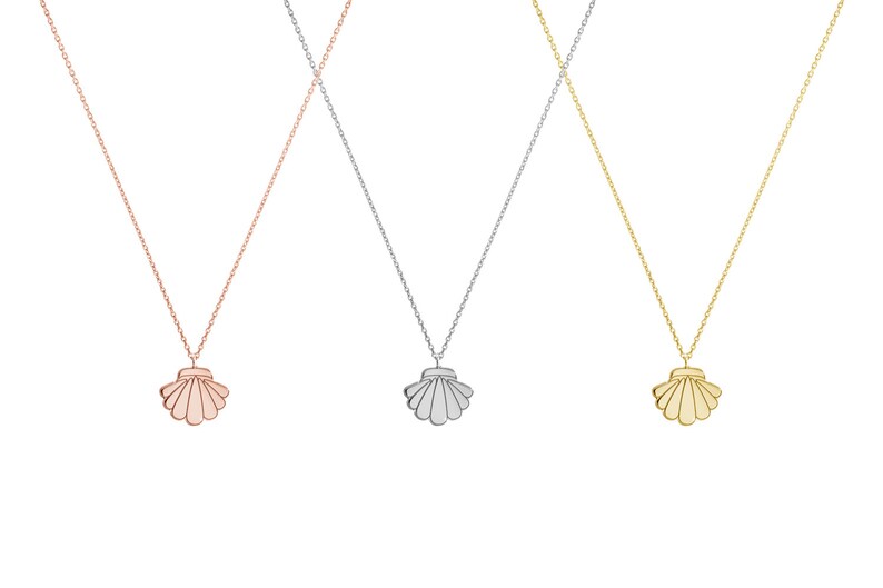 Solid Gold Clam Shell Necklace Sea Shell Charm 9K 14K 18K - Etsy