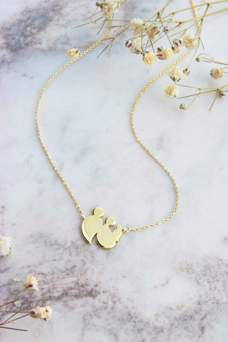 Gold Family Charm Necklace New Baby Charm 9K 14K 18K Gold | Etsy