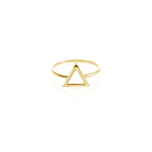 Solid Gold Triangle Ring, Small Geometric Band, 9K 14K 18K Gold Ring ...
