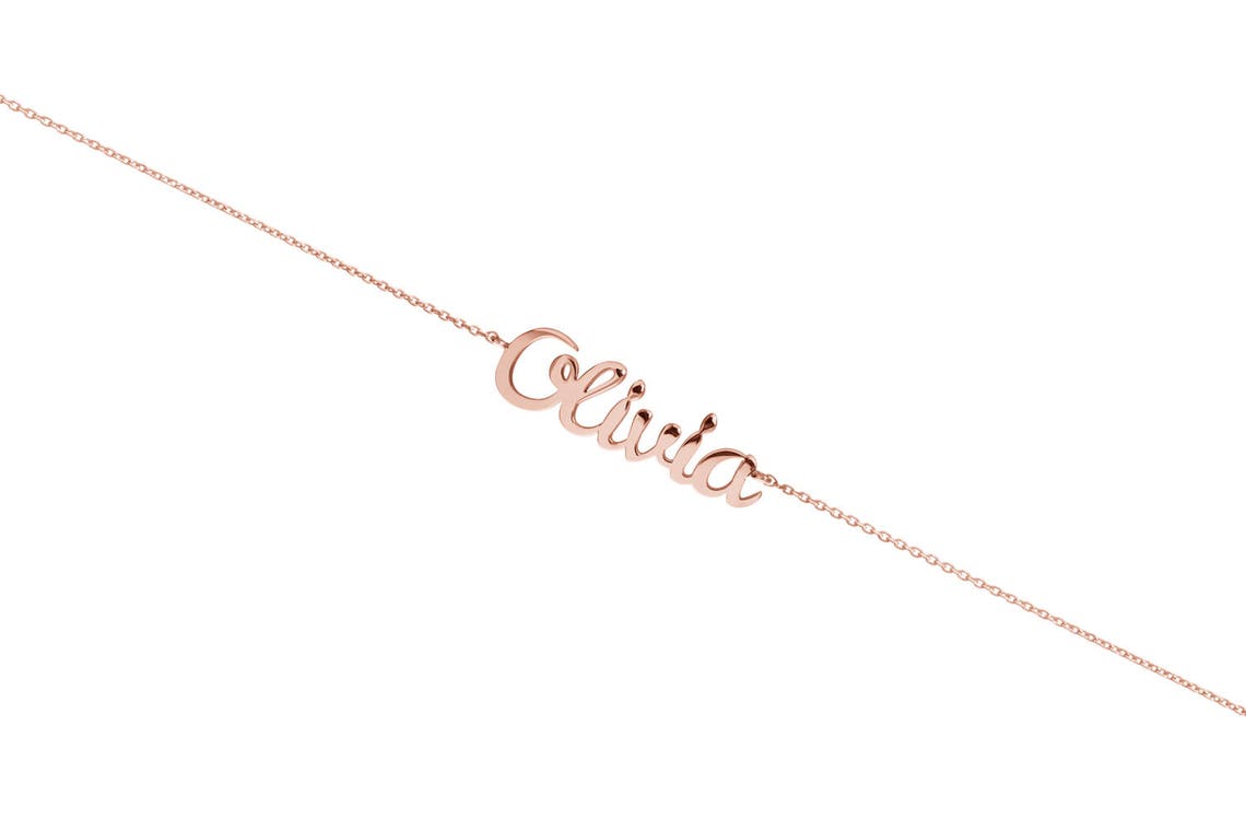 Gold Name Bracelet Cursive Script Name Bracelet 9K 14K 18K | Etsy