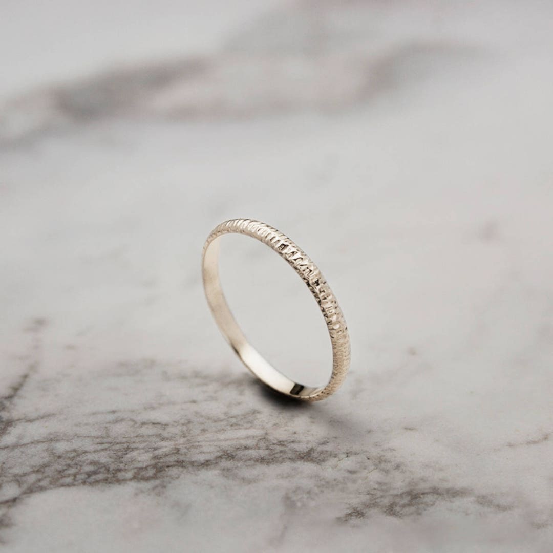 Solid Gold Wedding Ring, 9K 14K 18K Gold Ring, Yellow Gold, Textured ...