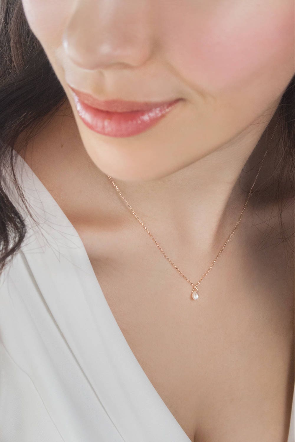 Single Pearl Drop Pendant, June Birthstone Charm, 9K 14K 18K Gold ...