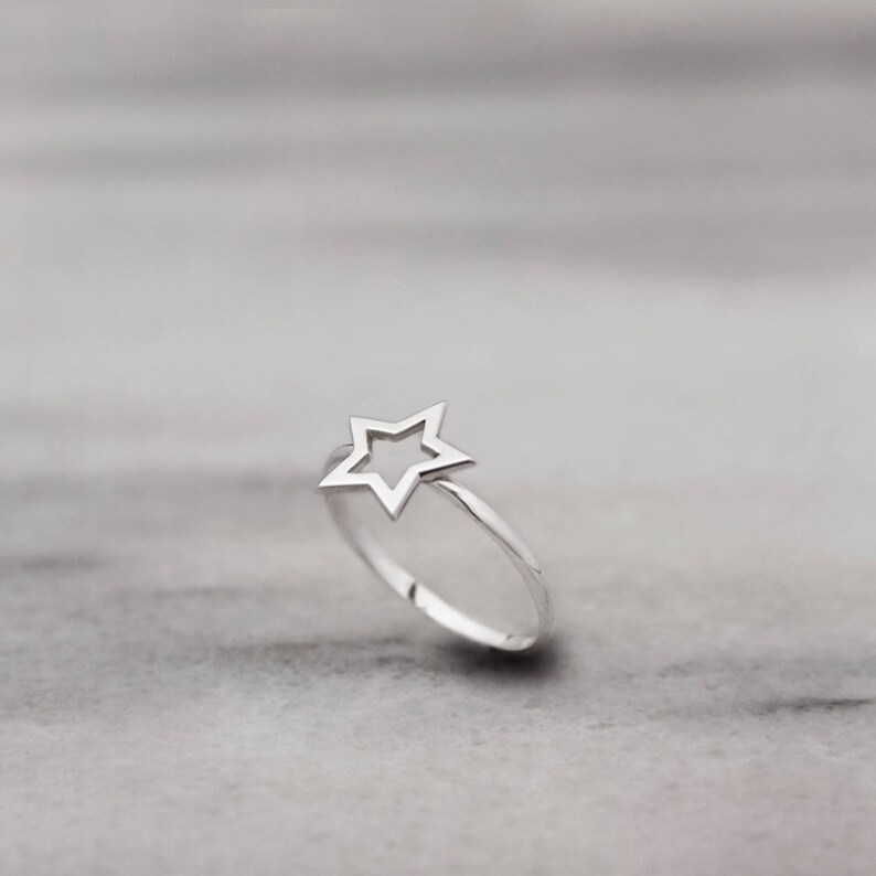 Dainty Gold Star Ring, 9K 14K 18K Gold Ring, White Gold, Solid Gold ...