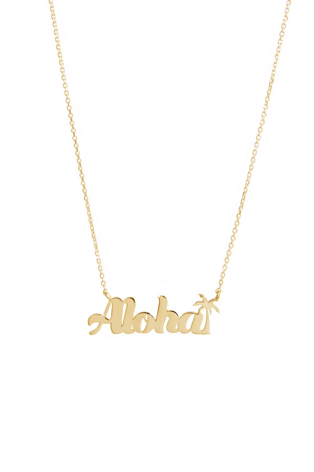 Aloha Charm Necklace Gold Palm Tree Necklace Inspirational | Etsy