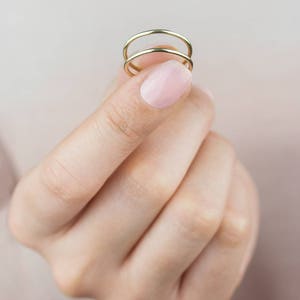 Double Gold Band Ring, Solid Gold Midi Ring, 9K 14K 18K Gold Ring ...