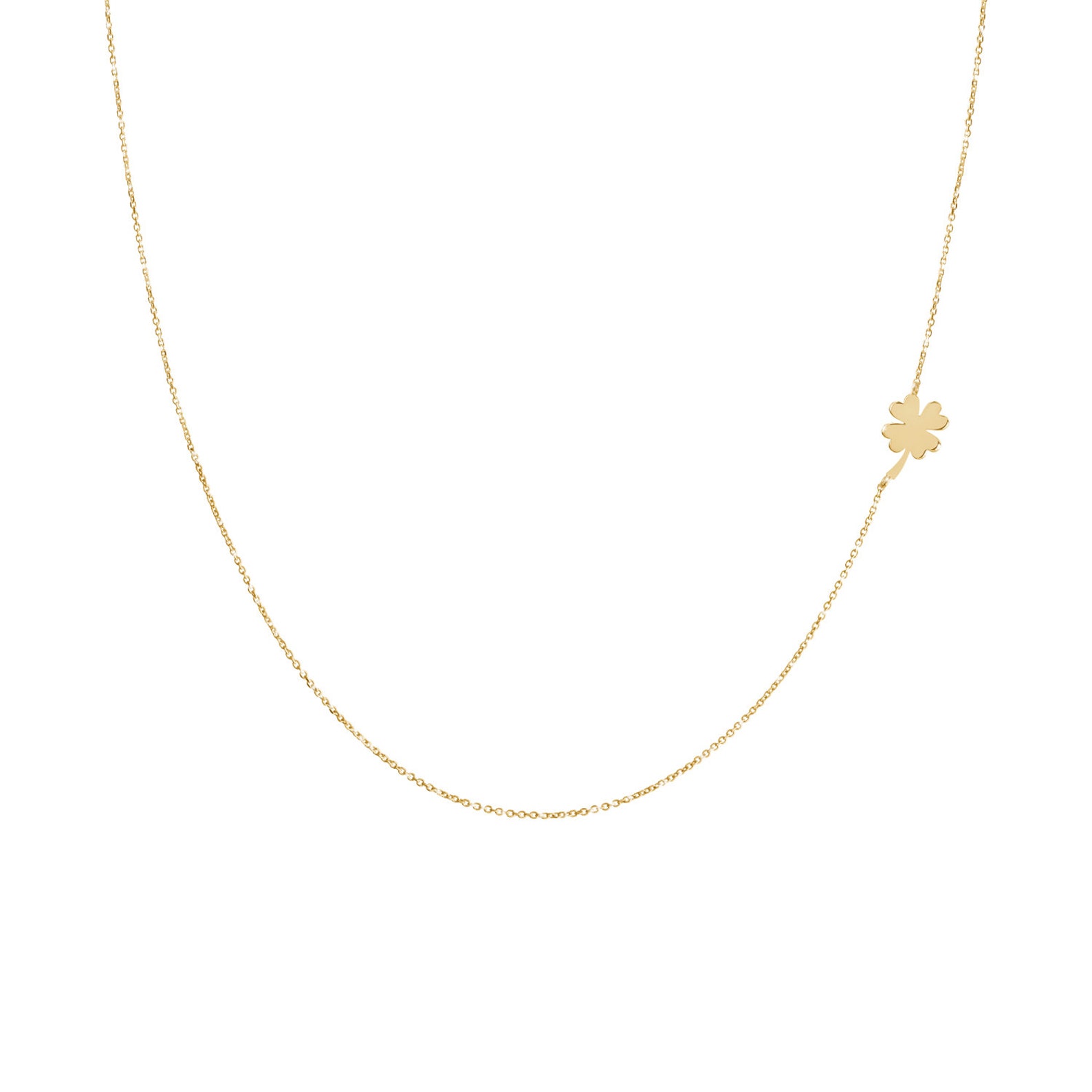 Gold Clover Necklace, Good Luck Charm, Four-leaf Lucky Pendant, 9K 14K ...