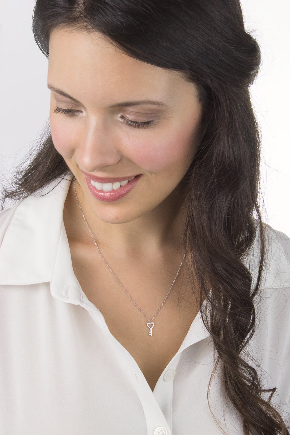 Tiny Gold Key Pendant Dainty Heart Key Charm 9K 14K 18K Gold - Etsy