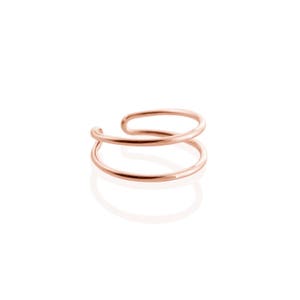 Double Gold Band Ring, Solid Gold Midi Ring, 9K 14K 18K Gold Ring ...