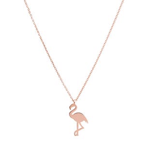 Gold Flamingo Necklace, Pink Flamingo Charm, 9K 14K 18K Gold Necklace ...