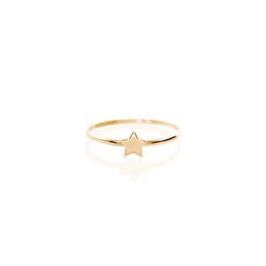 Tiny Gold Star Ring, White Solid Gold Band, 9K 14K 18K Gold Ring ...