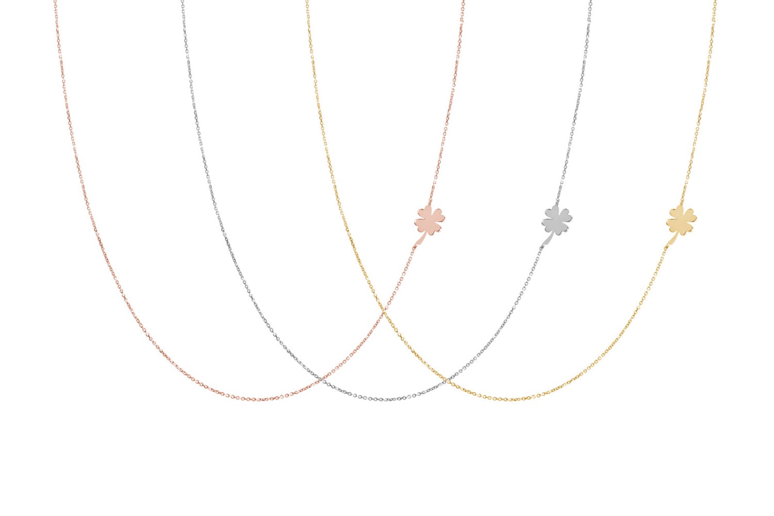 Gold Clover Necklace, Good Luck Charm, Four-leaf Lucky Pendant, 9K 14K ...