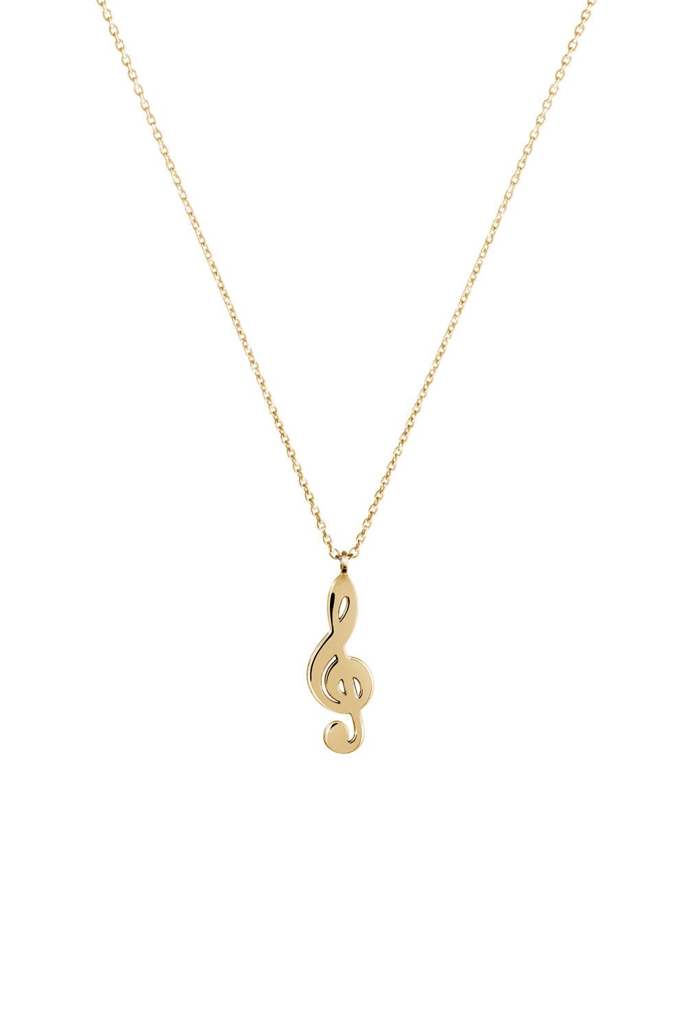 Gold Treble Clef Necklace, Music Note Necklace, Treble Clef Pendant, 9K ...