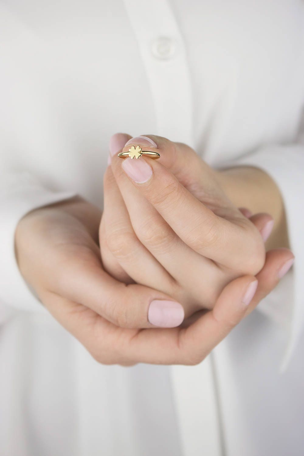 Tiny Clover Ring, Good Luck Ring, Four-leaf Clover, 9K 14K 18K Solid ...