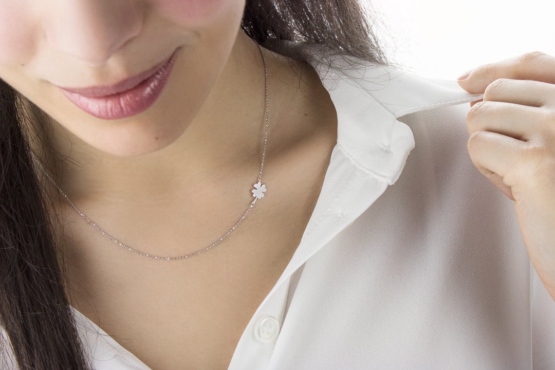 Gold Clover Necklace, Good Luck Charm, Four-leaf Lucky Pendant, 9K 14K ...