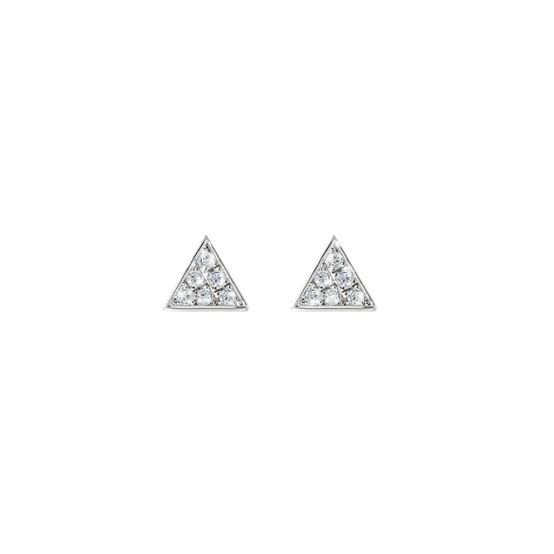 Tiny Diamond Earrings, Small White Gold Triangles, Geometric Earrings ...