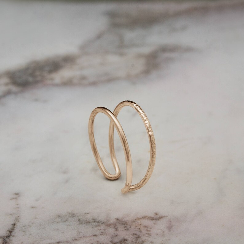 Double Gold Ring Wire Midi Band Ring 9K 14K 18K Gold Ring - Etsy