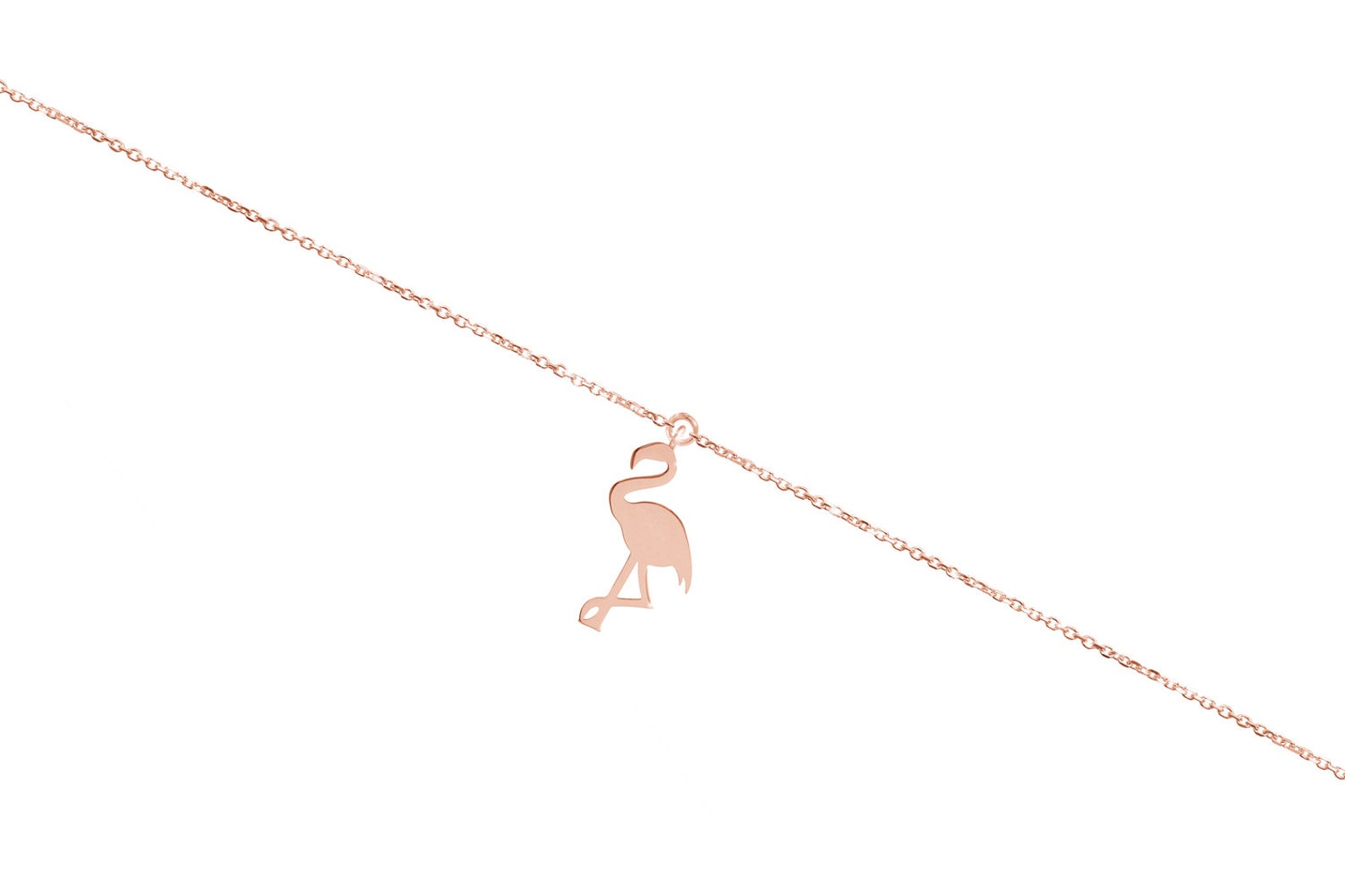Tiny Flamingo Anklet, 9K 14K 18K Rose Gold Anklet, Solid Gold Flamingo ...