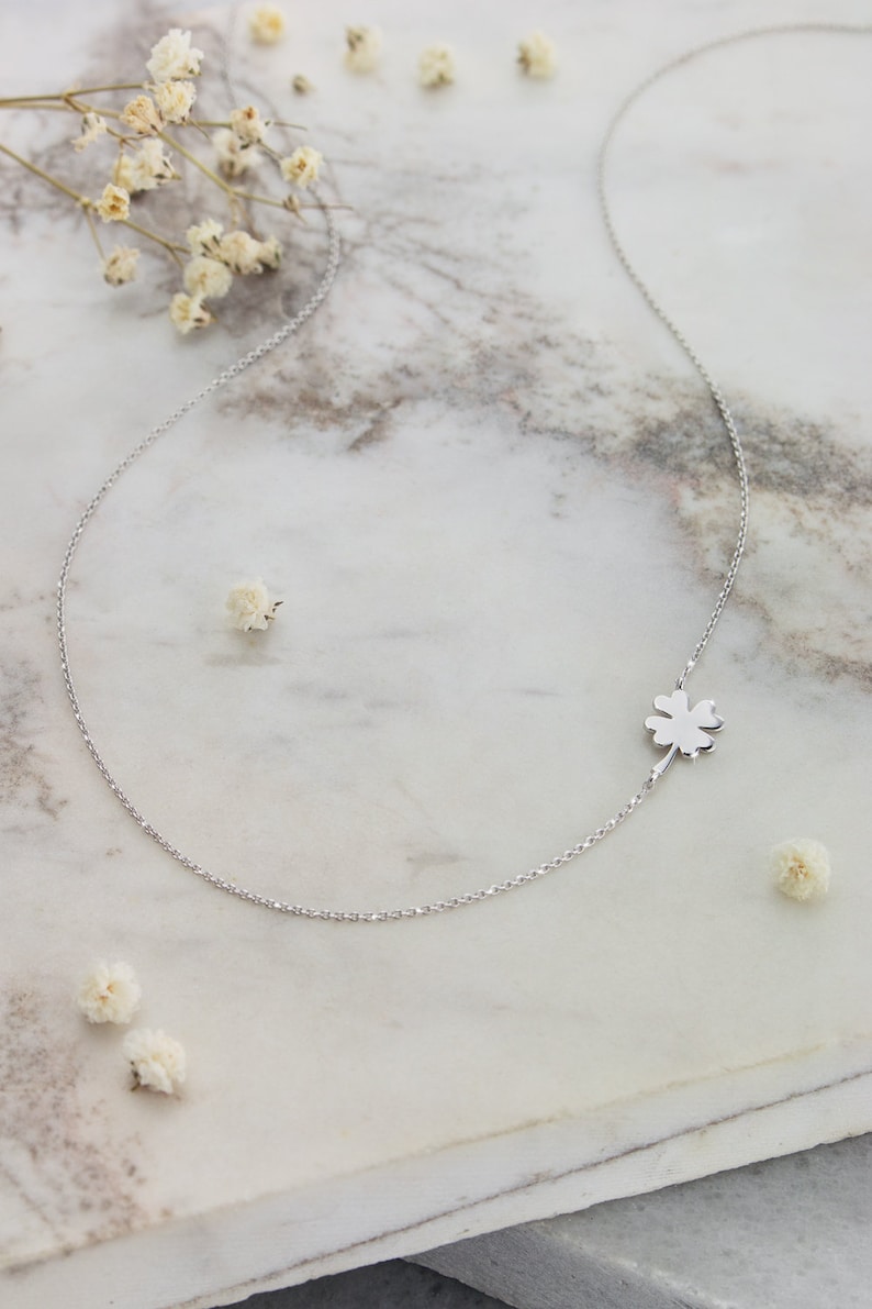 Gold Clover Necklace, Good Luck Charm, Four-leaf Lucky Pendant, 9K 14K ...