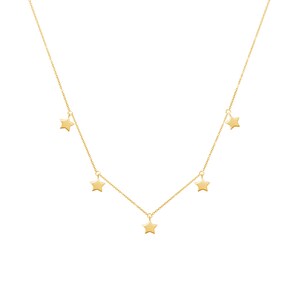 Tiny Gold Stars Necklace, 9K 14K 18K Gold Necklace, Yellow Gold ...