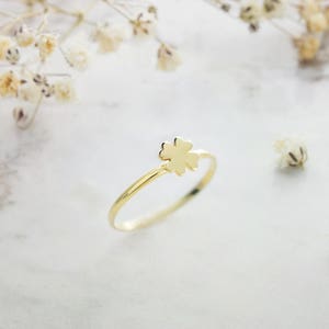 Tiny Clover Ring, Good Luck Ring, Four-leaf Clover, 9K 14K 18K Solid ...