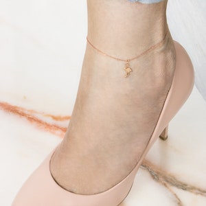Tiny Flamingo Anklet, 9K 14K 18K Rose Gold Anklet, Solid Gold Flamingo ...