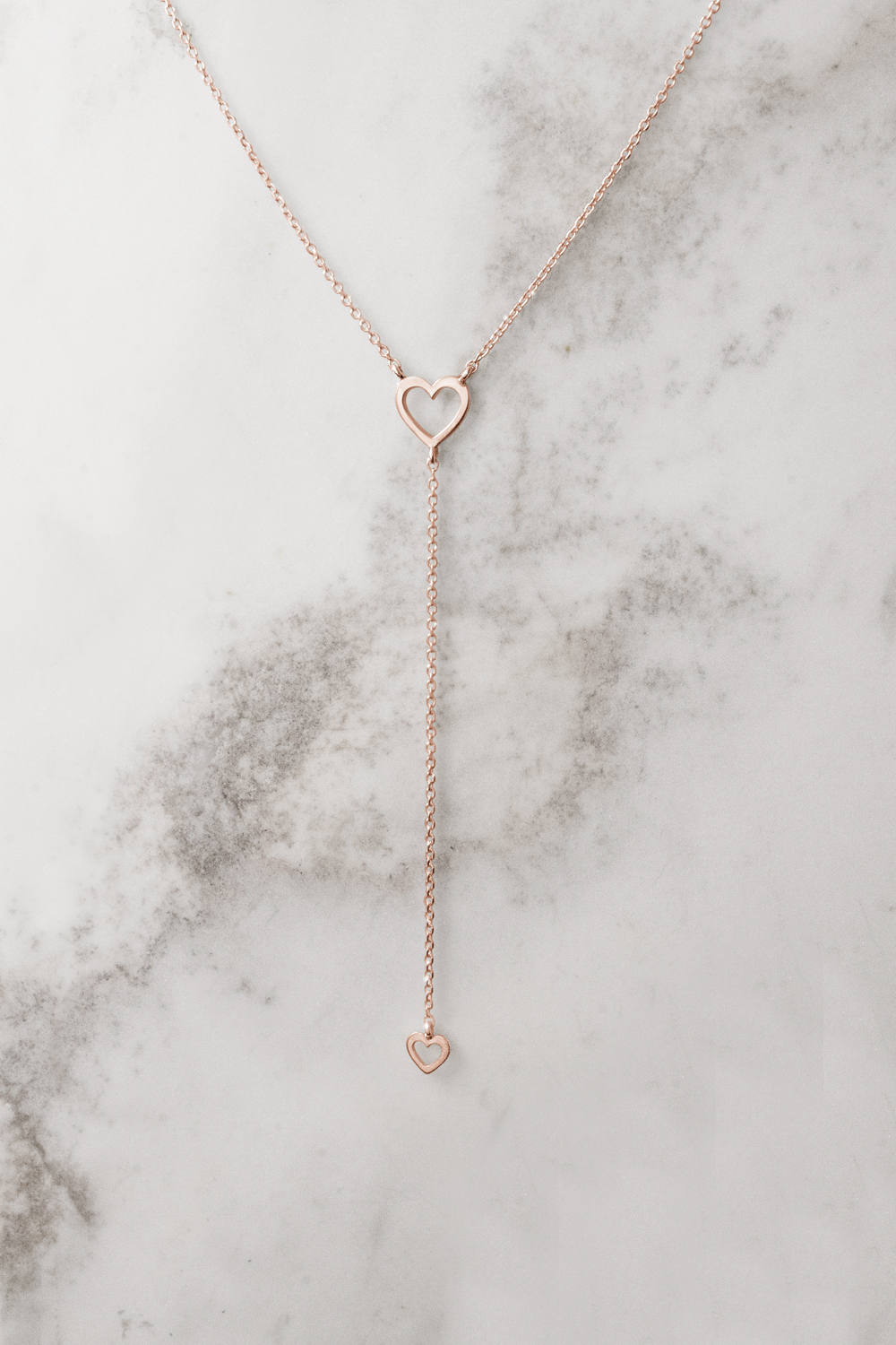 Rose Gold Heart Necklace Gold Y Necklace 9K 14K 18K Gold - Etsy