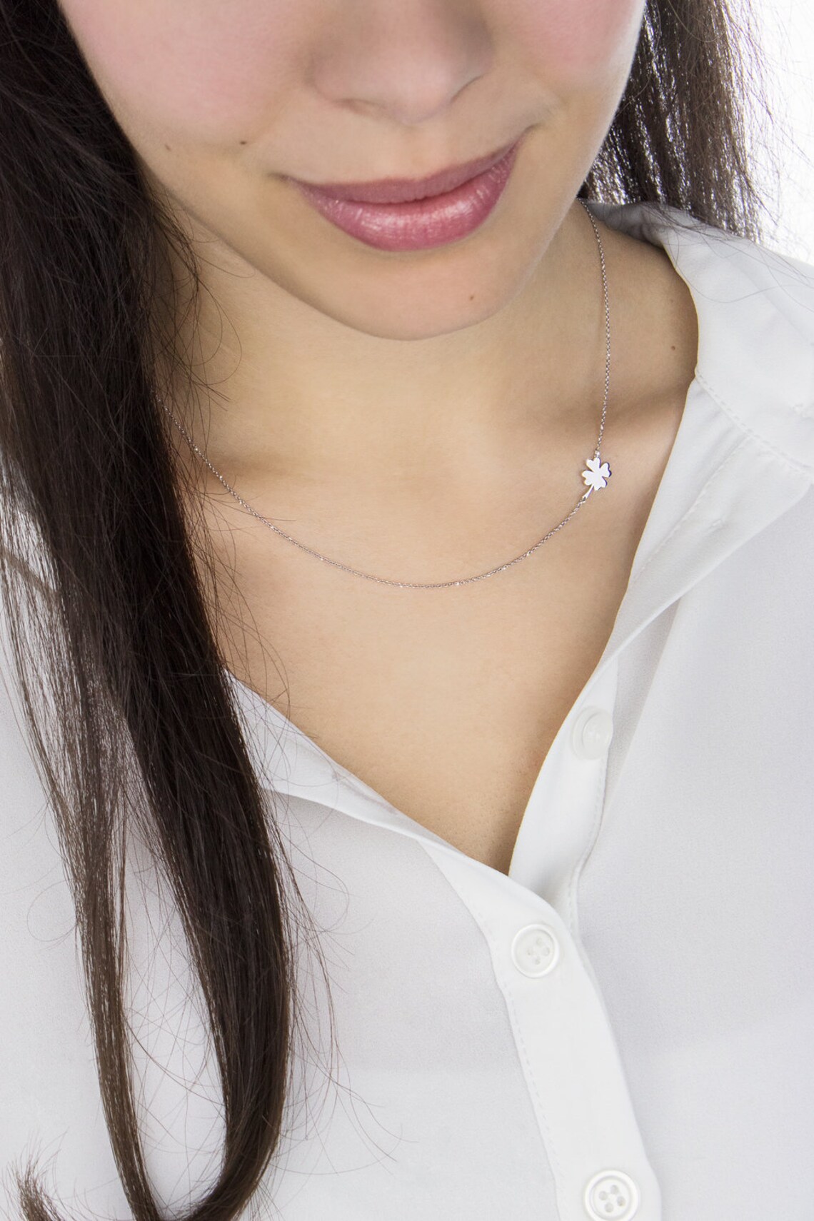 Gold Clover Necklace, Good Luck Charm, Four-leaf Lucky Pendant, 9K 14K ...