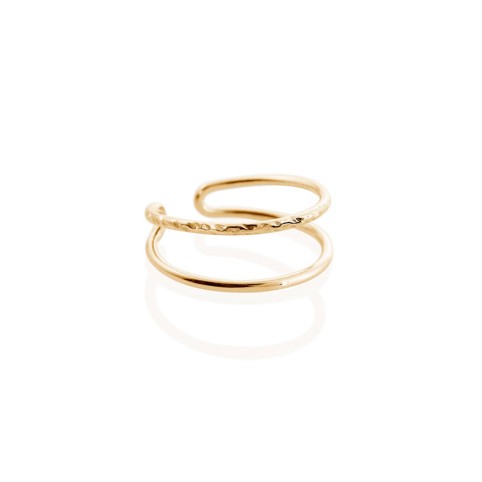 Double Gold Ring, White Gold Ring, Hammered Ring, 9K 14K 18K Gold Ring ...
