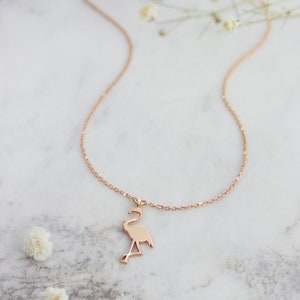 Tiny Flamingo Anklet, 9K 14K 18K Rose Gold Anklet, Solid Gold Flamingo ...