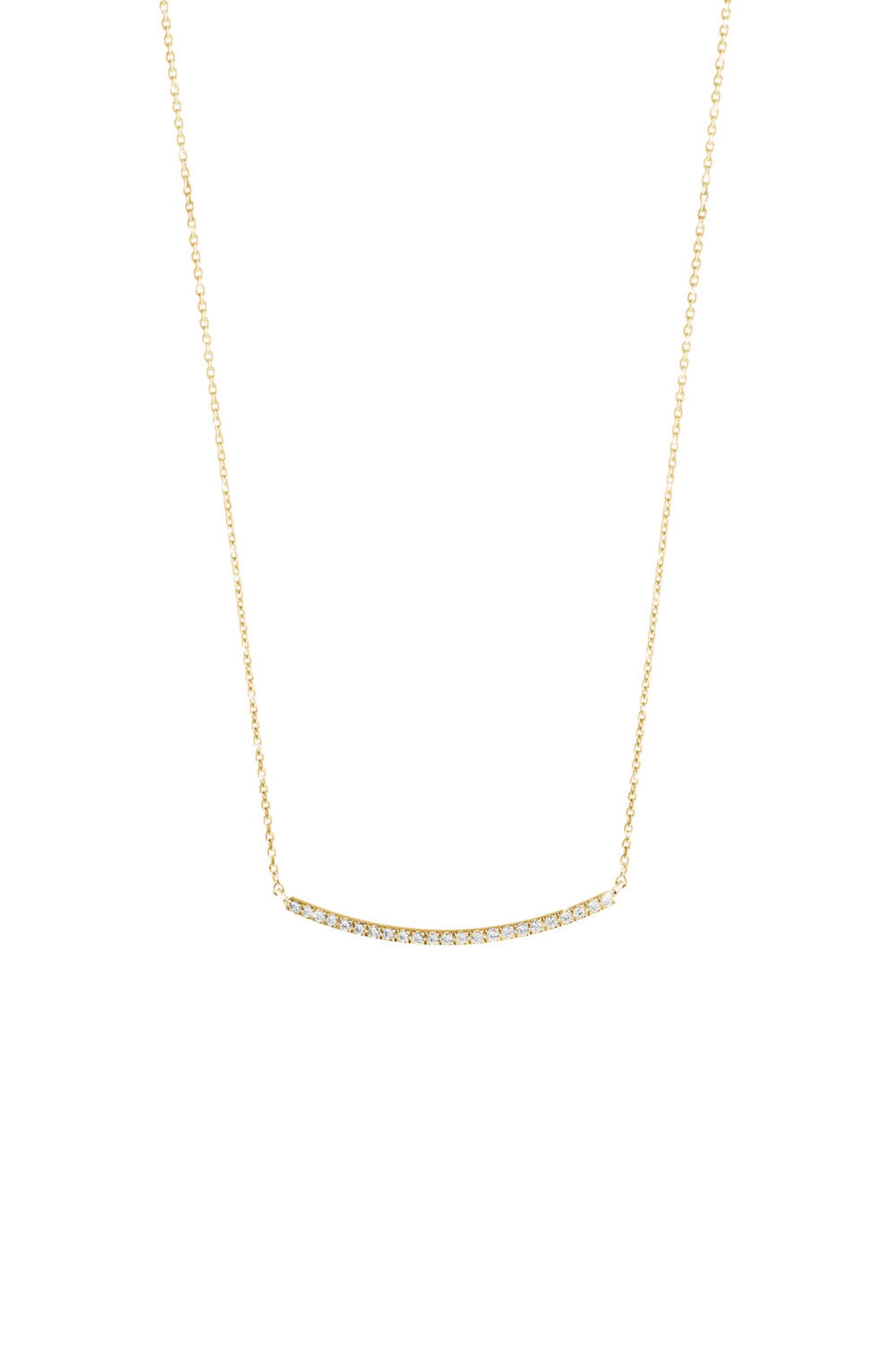 Diamond Gold Bar, 9K 14K 18K Yellow Gold Necklace, Diamond Necklace ...