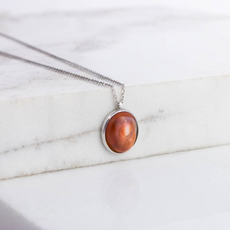 Orange Shell Pendant Good Luck Charm Operculum Shell 9K 14K | Etsy