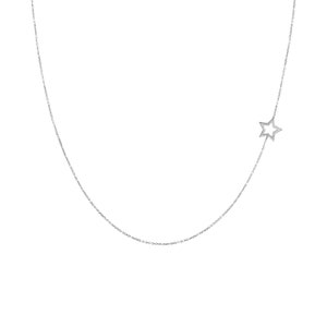 Sideways Star Charm Necklace, 9K 14K 18K Gold Necklace, Gold Side Star ...