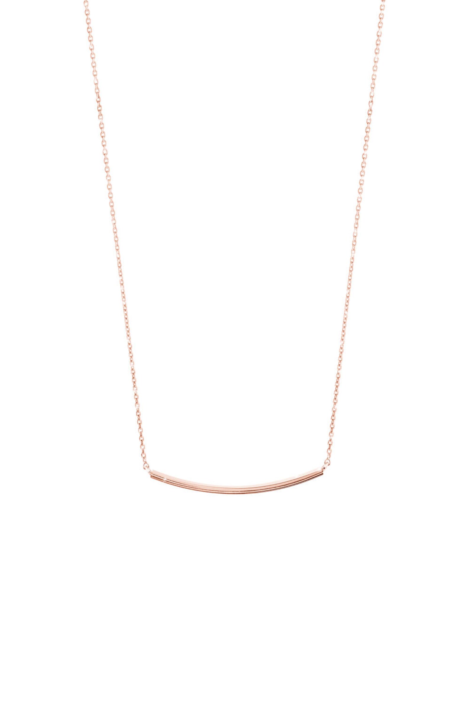 Solid Gold Thin Bar Necklace Curved Bar Necklace 9K 14K 18K | Etsy