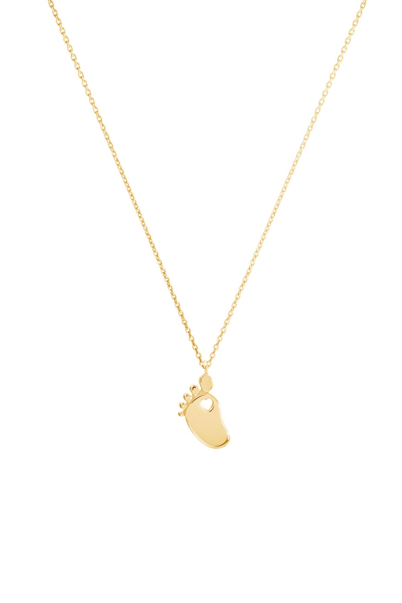 Tiny Baby Foot Necklace Dainty Heart Charm 9K 14K 18K Gold - Etsy