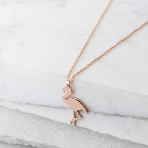 Gold Flamingo Necklace, Pink Flamingo Charm, 9K 14K 18K Gold Necklace ...
