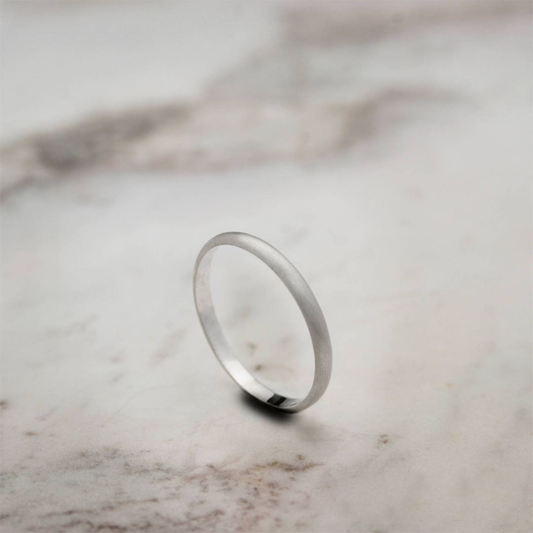 Satin Matte Finish Gold Ring, White Gold Wedding Band, 9K 14K 18K Solid ...