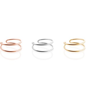 Double Gold Band Ring, Solid Gold Midi Ring, 9K 14K 18K Gold Ring ...