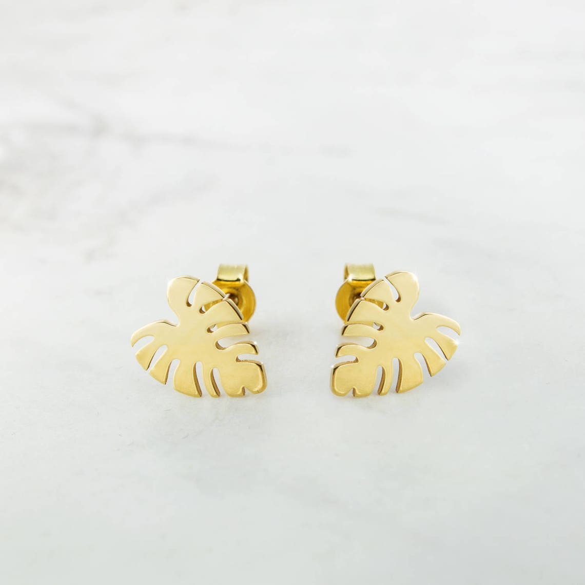 Gold Monstera Leaf Earrings Tropical Leaf Earrings Gold - Etsy