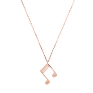 Tiny Gold Musical Pendant, 9K 14K 18K Gold Necklace, White Gold, Dainty ...