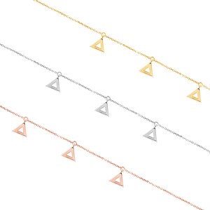 Tiny Triangles Bracelet, 9K 14K 18K Gold Bracelet, White Gold, Multi ...