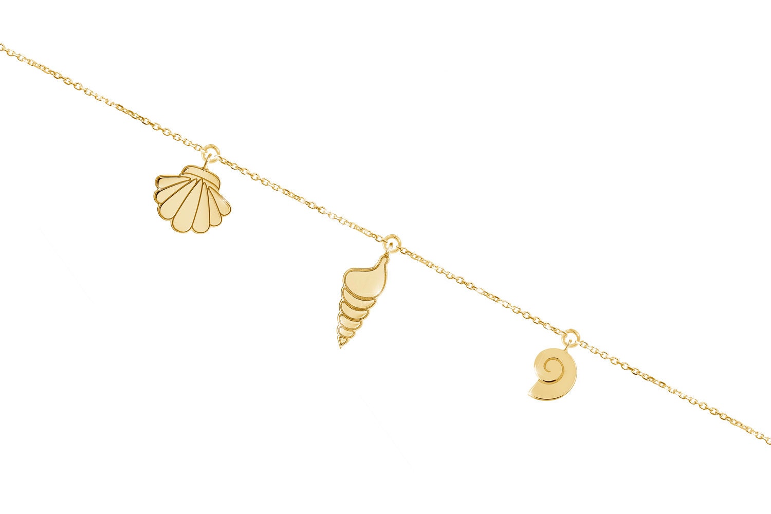 Multi Sea Shells Bracelet 9K 14K 18K Rose Gold Bracelet | Etsy