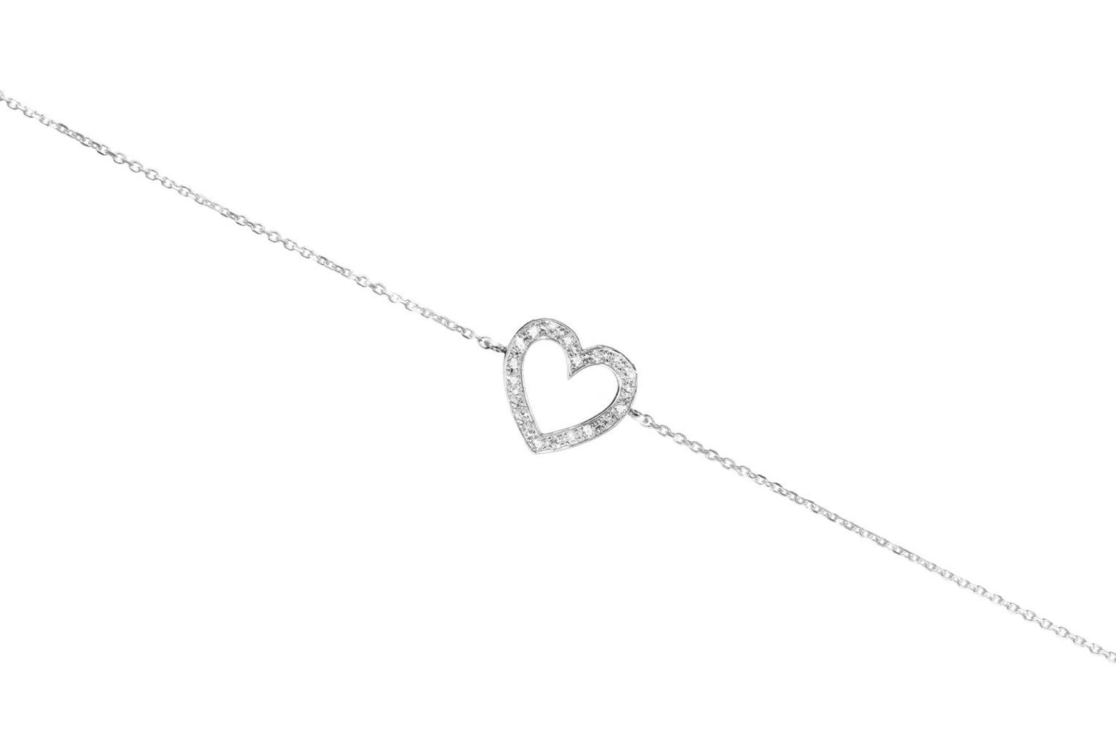 Gold Heart With Diamonds 9K 14K 18K White Gold Bracelet | Etsy